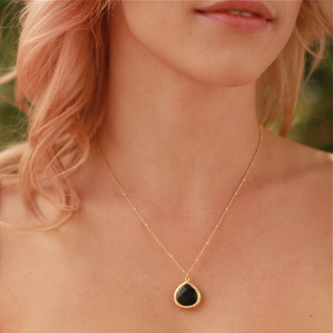 Stone Drop Necklace // Bridesmaid Necklace - Etsy