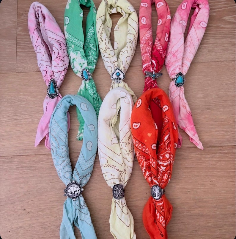 Distressed Bandana Scarf With Western Slide - Etsy