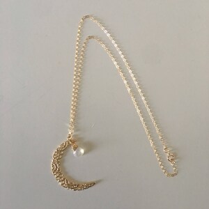 Filigree Moon Necklace // Crescent Moon Necklace // I Love You to the ...