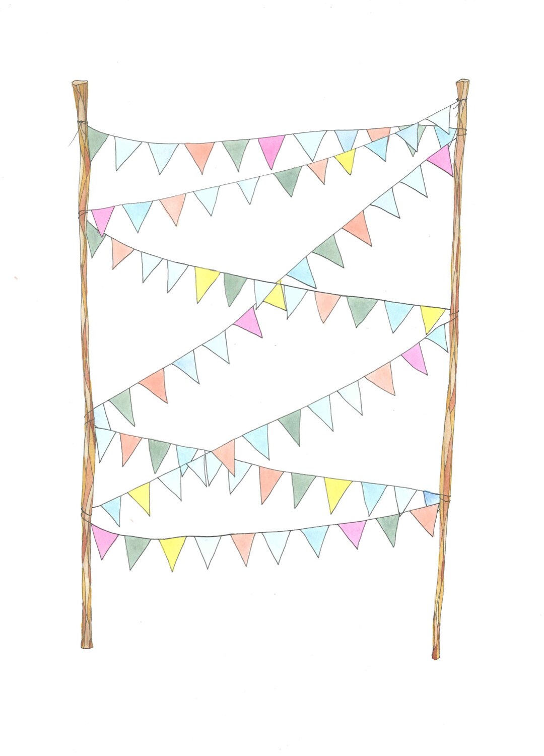 Finish Line - Original Ink and Watercolor Drawing, Painting ...