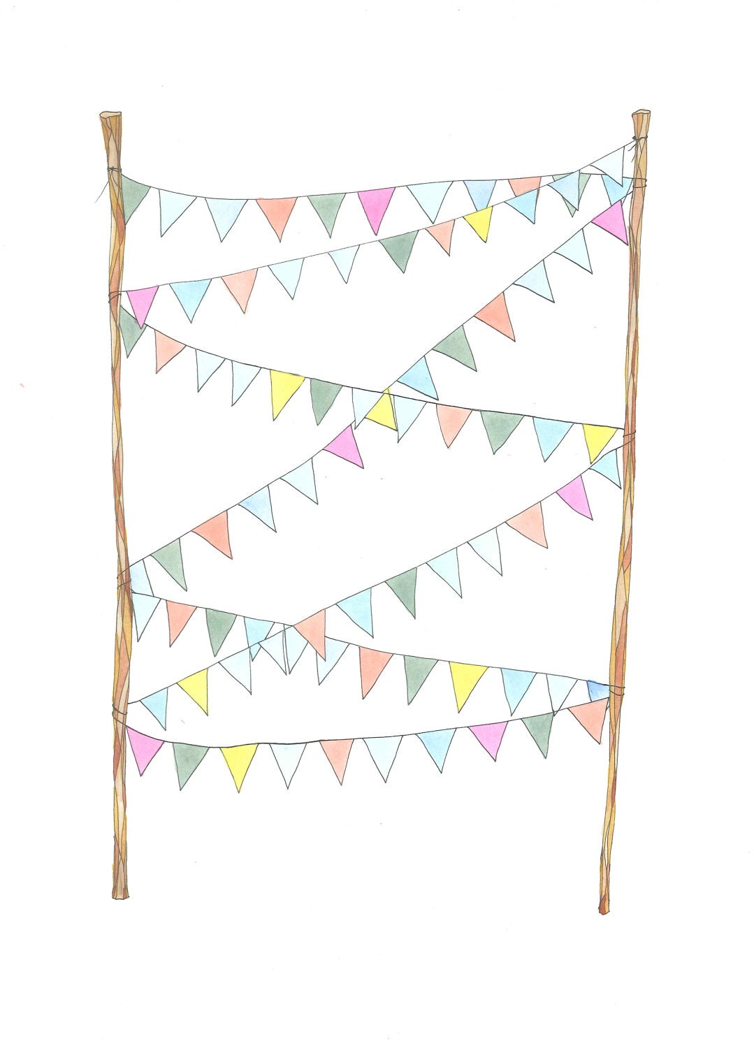 Finish Line - Original Ink and Watercolor Drawing, Painting ...