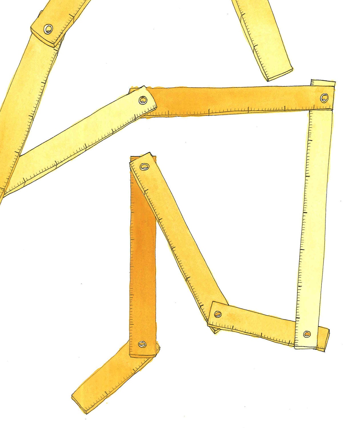 Measurement Original Ink and Watercolor Drawing Painting - Etsy