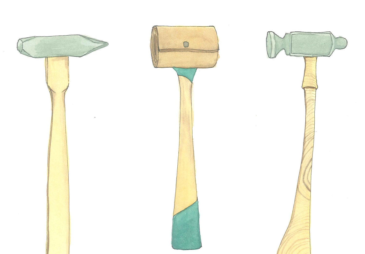 Hammer - Original Ink and Watercolor Drawing, Painting, Illustration - Etsy