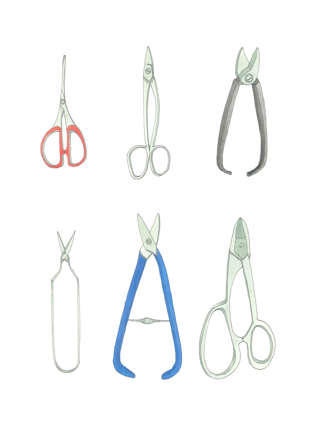 Snips - Original Ink and Watercolor Drawing, Painting, Illustration - Etsy