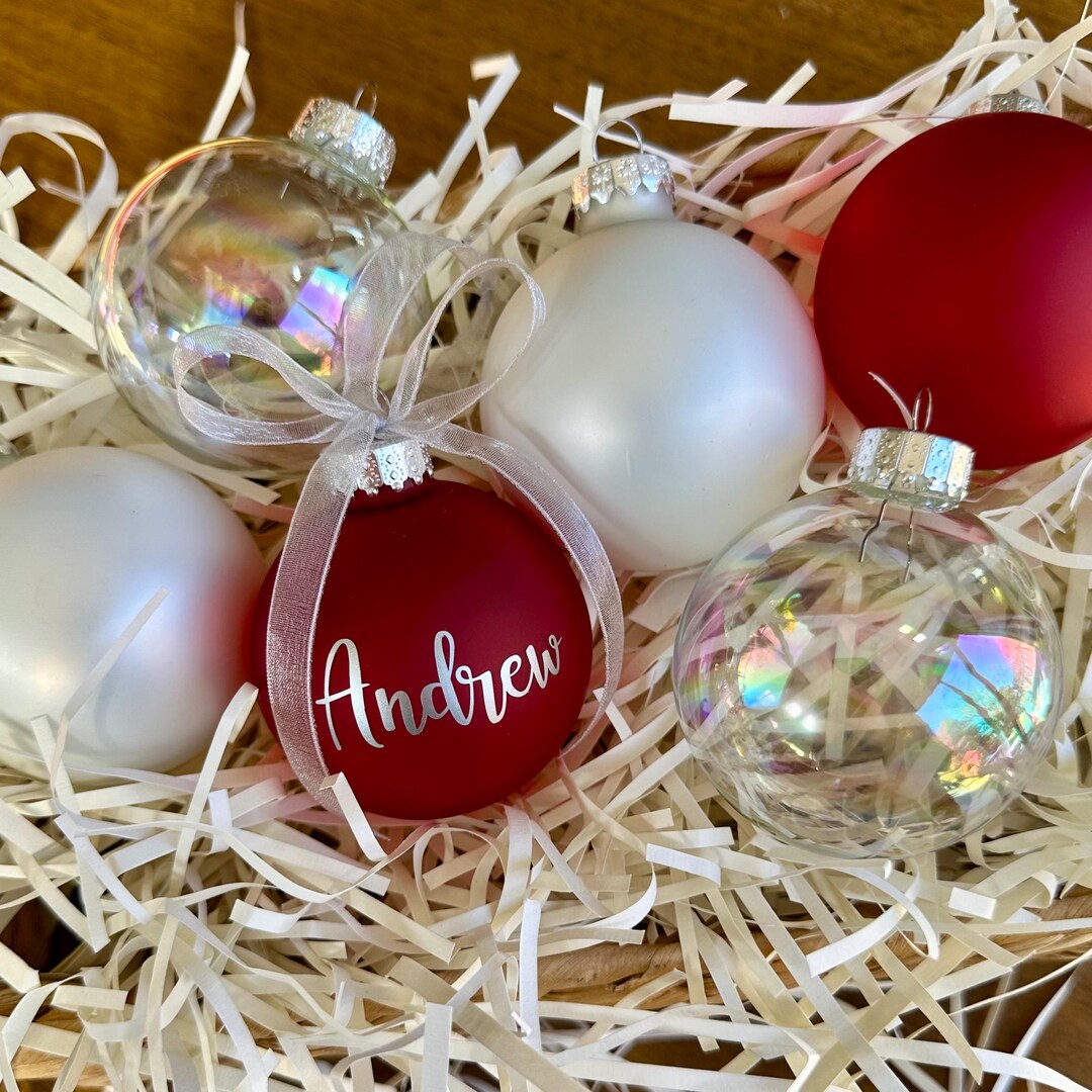 Custom 2.5 Inch Small Glass Ball Personalized Holiday Christmas ...