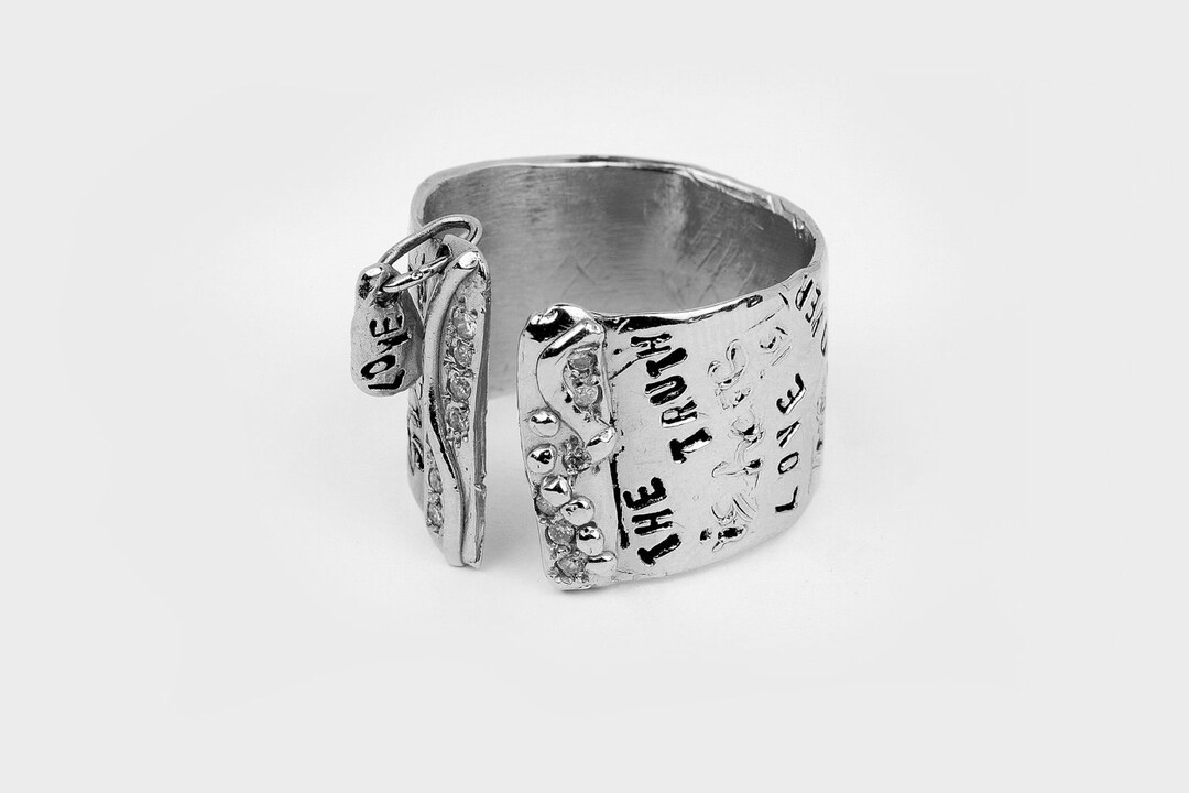 Handmade "i Was Waiting" Sterling Silver Women's Ring With "love" Charm ...