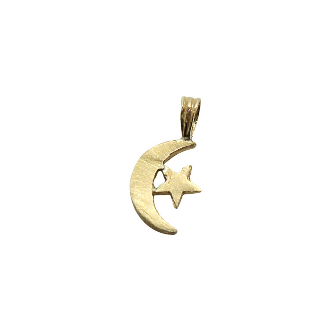 Moon, Star, 14K Yellow Gold Moon and Star Gold Charm Pendant - Etsy