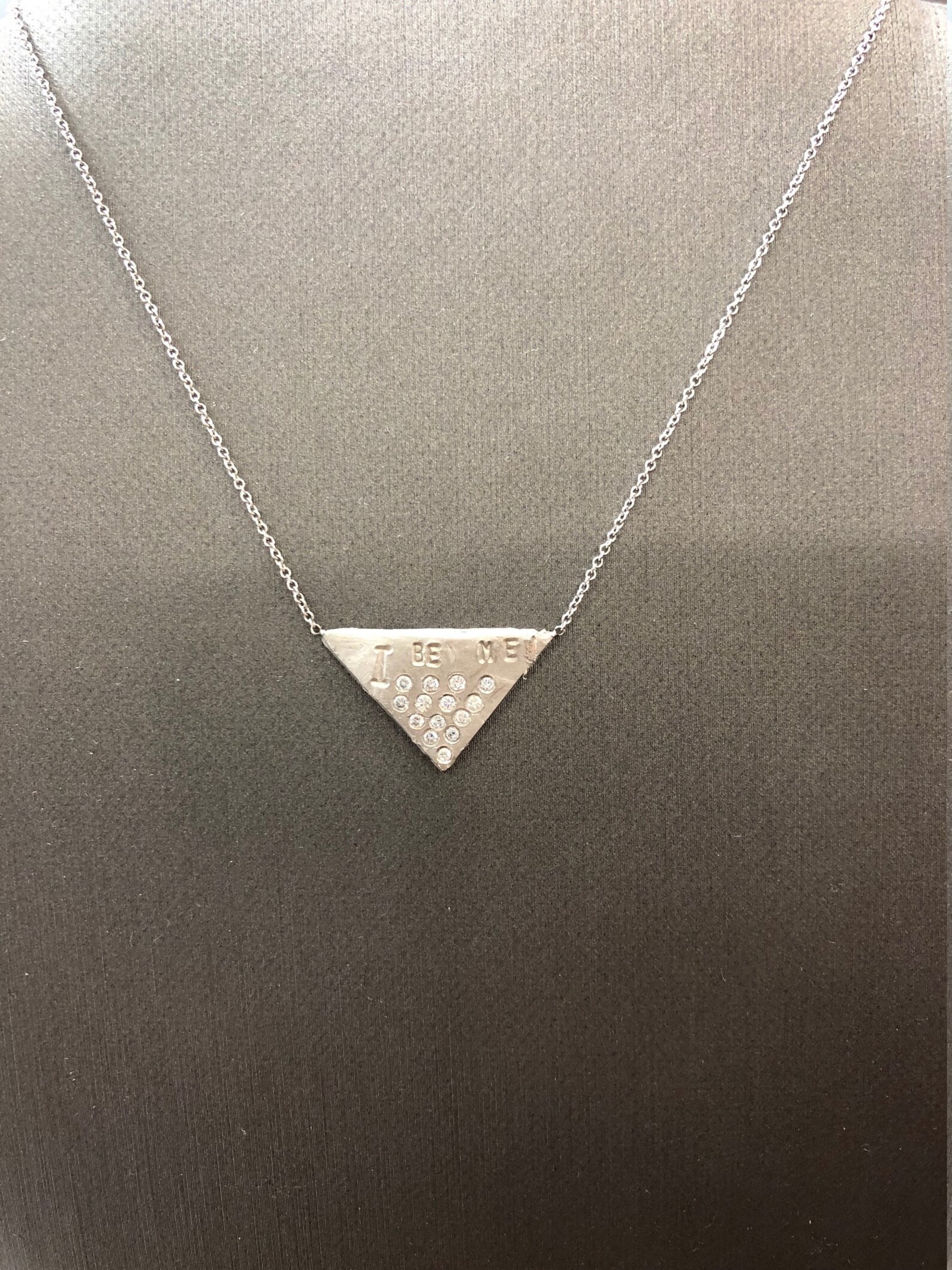 14K White Gold Triangle Pendant Necklace With Diamonds, Triangle ...