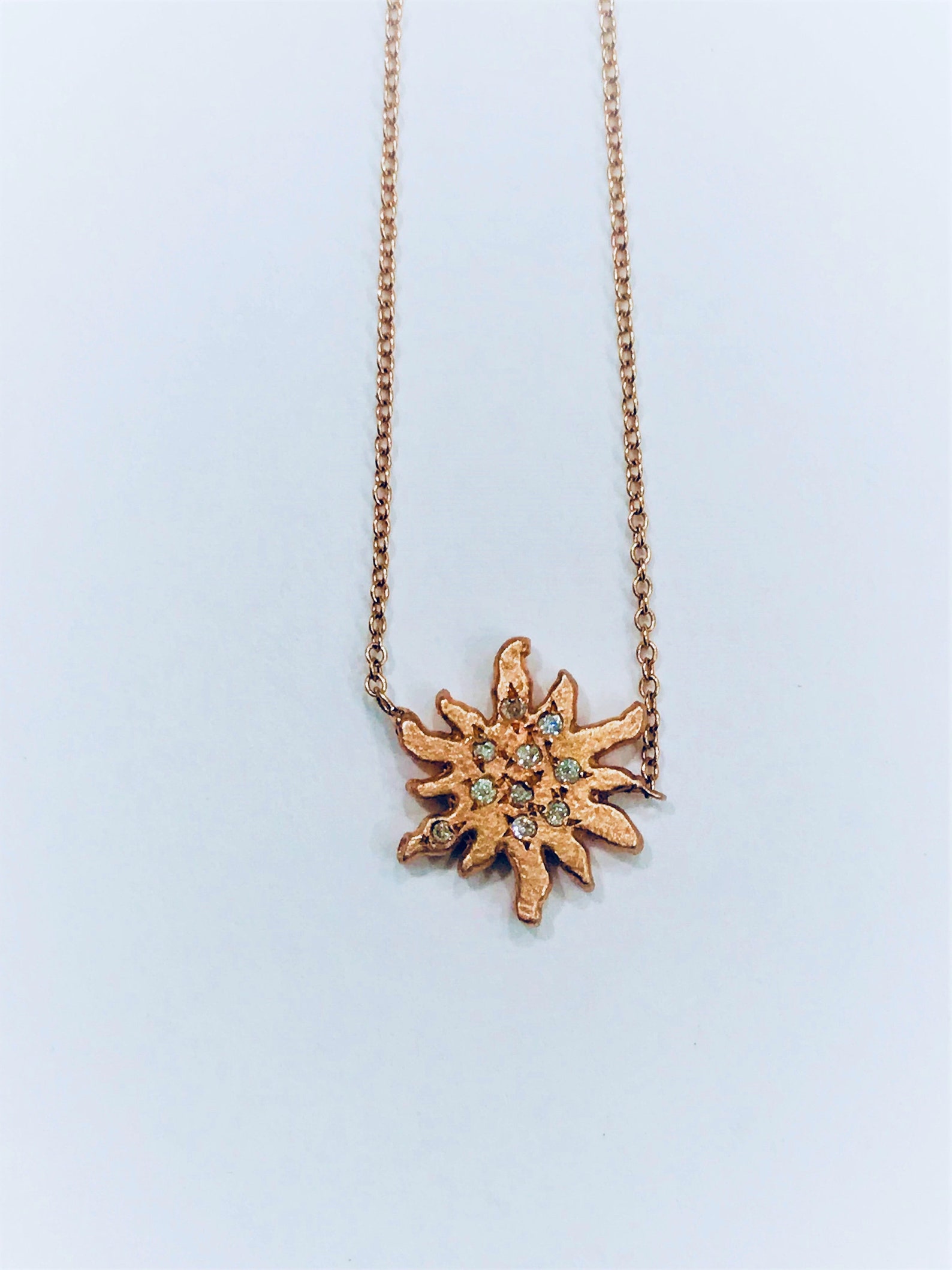 Sun 14 Karat Rose Gold Sun Handmade Pendant Necklace With - Etsy