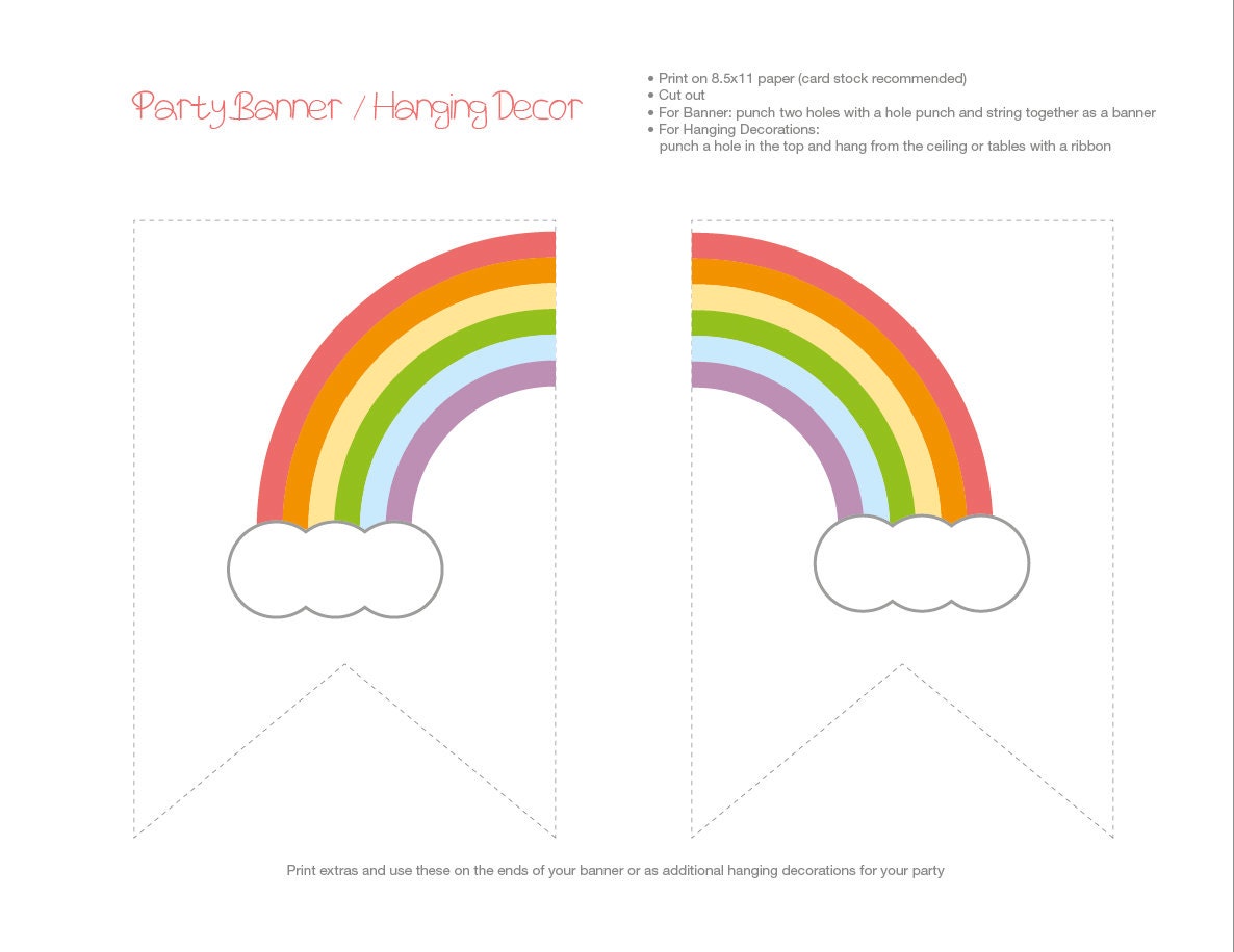 Unicorn Rainbow Printable Party Banner Instant Download DIY - Etsy