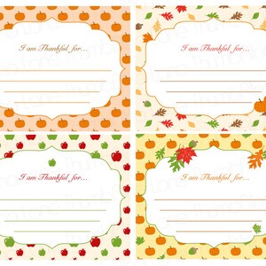 Fall / Autumn Printable “i'm Thankful For” Cards, Instant Download ...