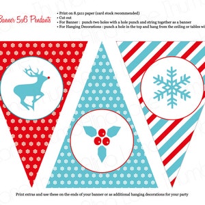 Printable Holiday Party Banner and Hanging Decorations, MERRY CHRISTMAS ...