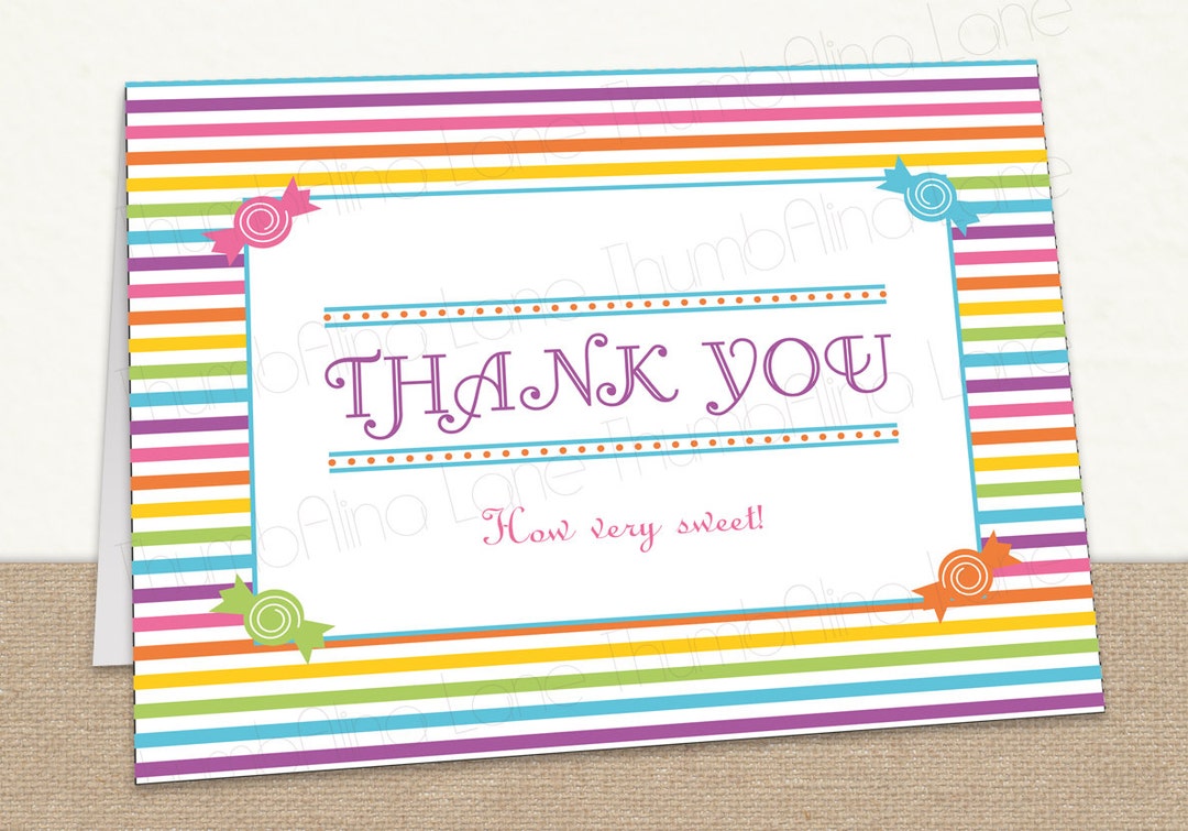 Sweet Shop Candy Land Printable Thank You Note Card, Instant Download ...
