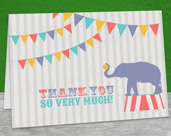 Carnival Birthday Thank You Card, Carnival Thank You, Circus Party ...