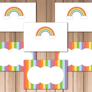Editable Rainbow Folding Buffet Cards, Printable, Instant Download ...