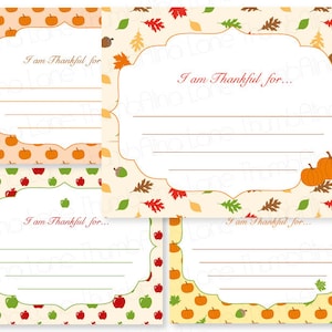 Fall / Autumn Printable “i'm Thankful For” Cards, Instant Download ...