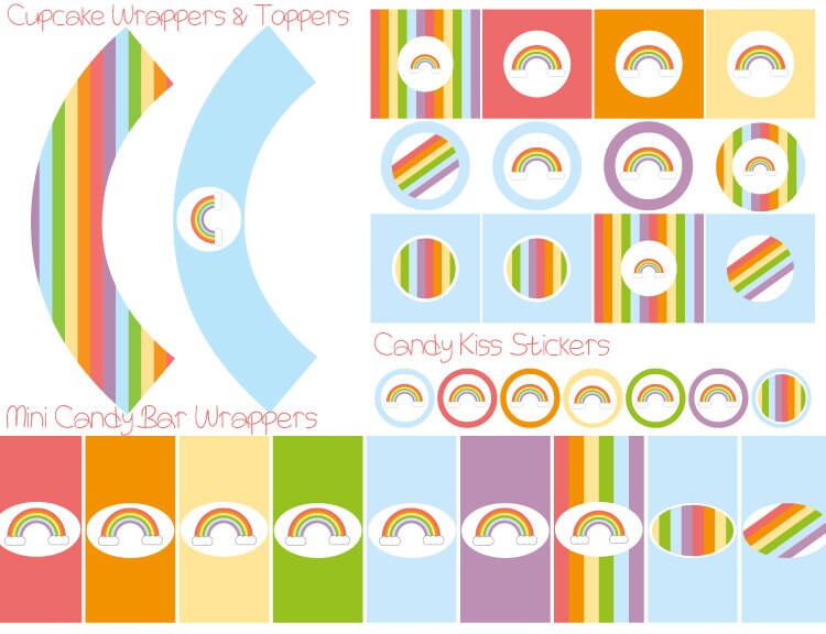 Rainbow Printable Party Kit Instant Download Editable - Etsy