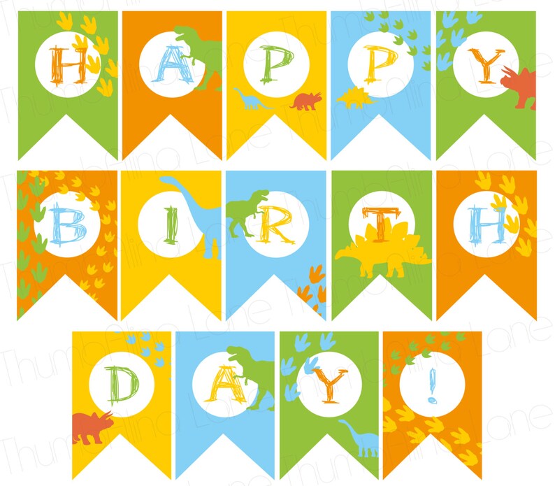 Dinosaur Printable Party Banners HAPPY BIRTHDAY Rawr - Etsy