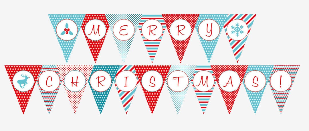 Printable Holiday Party Banner and Hanging Decorations, MERRY CHRISTMAS ...