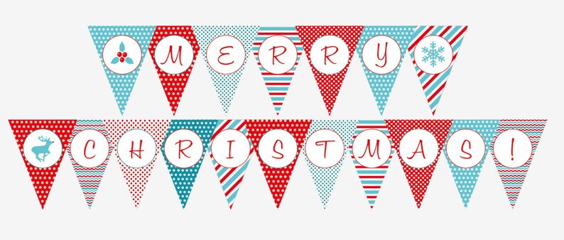 Printable Holiday Party Banner and Hanging Decorations, MERRY CHRISTMAS ...