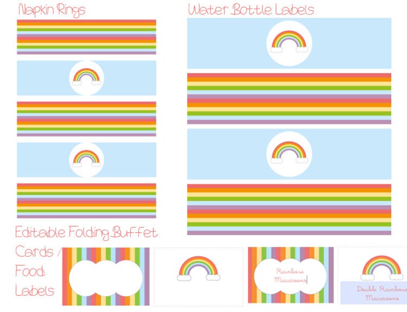 Deluxe Rainbow Printable Party Kit Instant Download Editable - Etsy