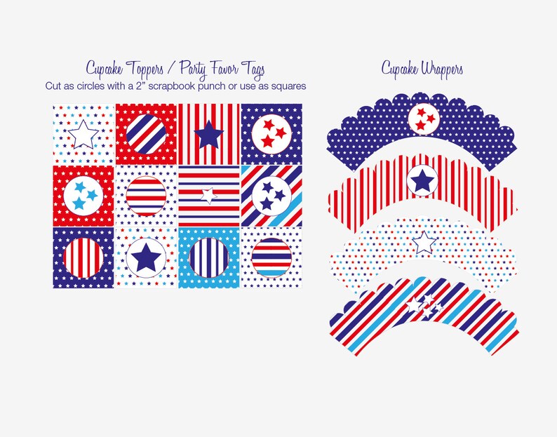 Stars & Stripes Printable Party Kit, Instant Download, Editable ...