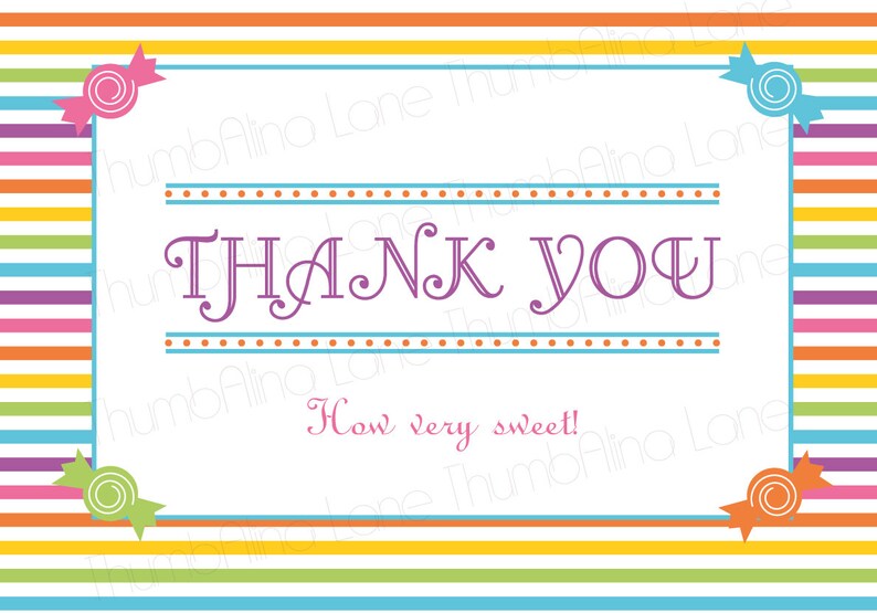 Sweet Shop Candy Land Printable Thank You Note Card, Instant Download ...