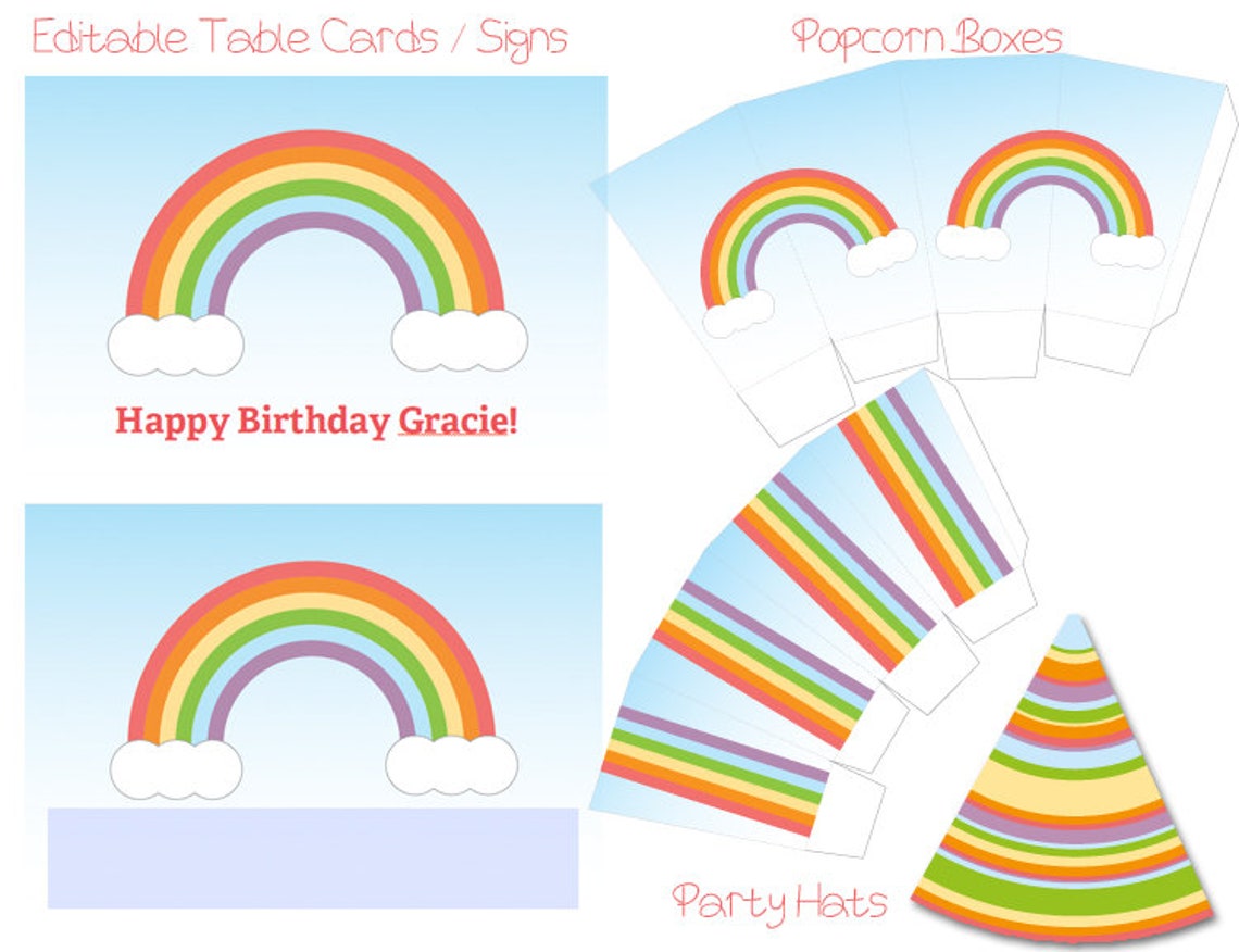Deluxe Rainbow Printable Party Kit Instant Download Editable | Etsy
