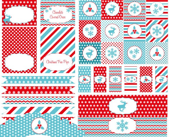 Printable Holiday Party Kit, Instant Download, Editable, Snowflakes ...