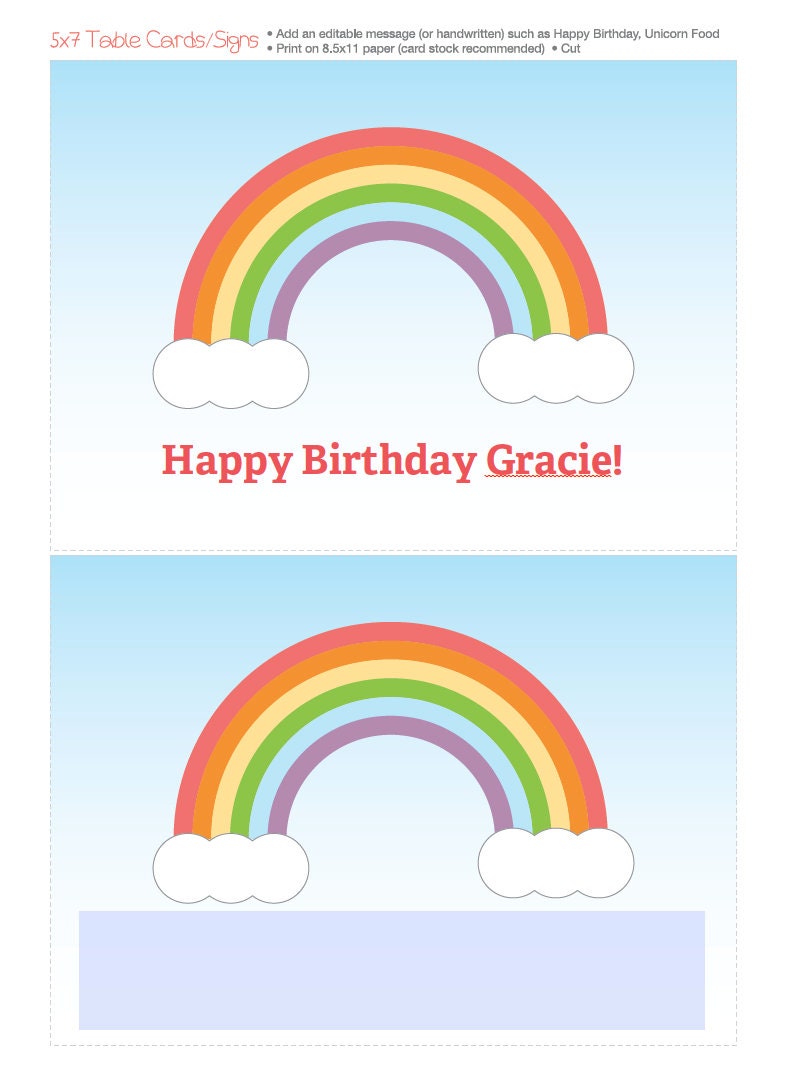Rainbow Printable Party Kit Instant Download Editable - Etsy