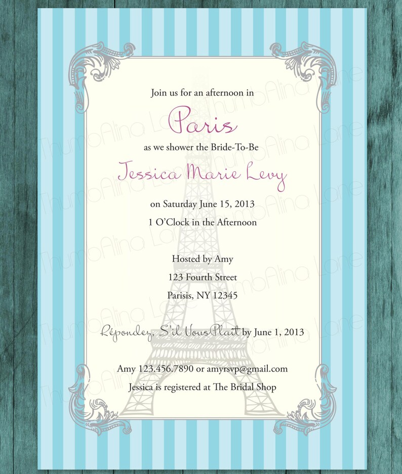 Vintage Parisian Printable Invitations - Paris, French, Printable, DIY ...