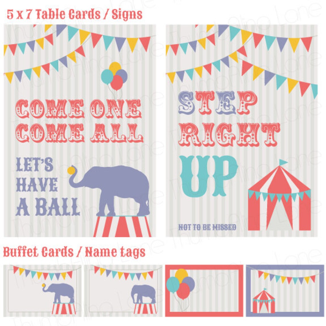 Carnival Circus Elephant Printable Party Kit, Instant Download ...