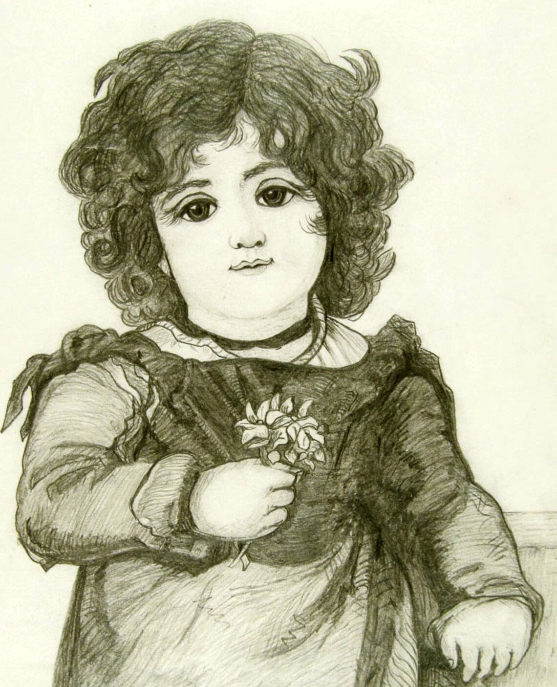 Italian Girl, Gorgeous, 1874, Original, Graphite Drawing, Acid-free Mat ...