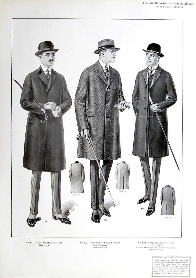 MEN'S FASHION, 1919-1920, Downton, Gatsby Era, Large Salesman's Sample ...
