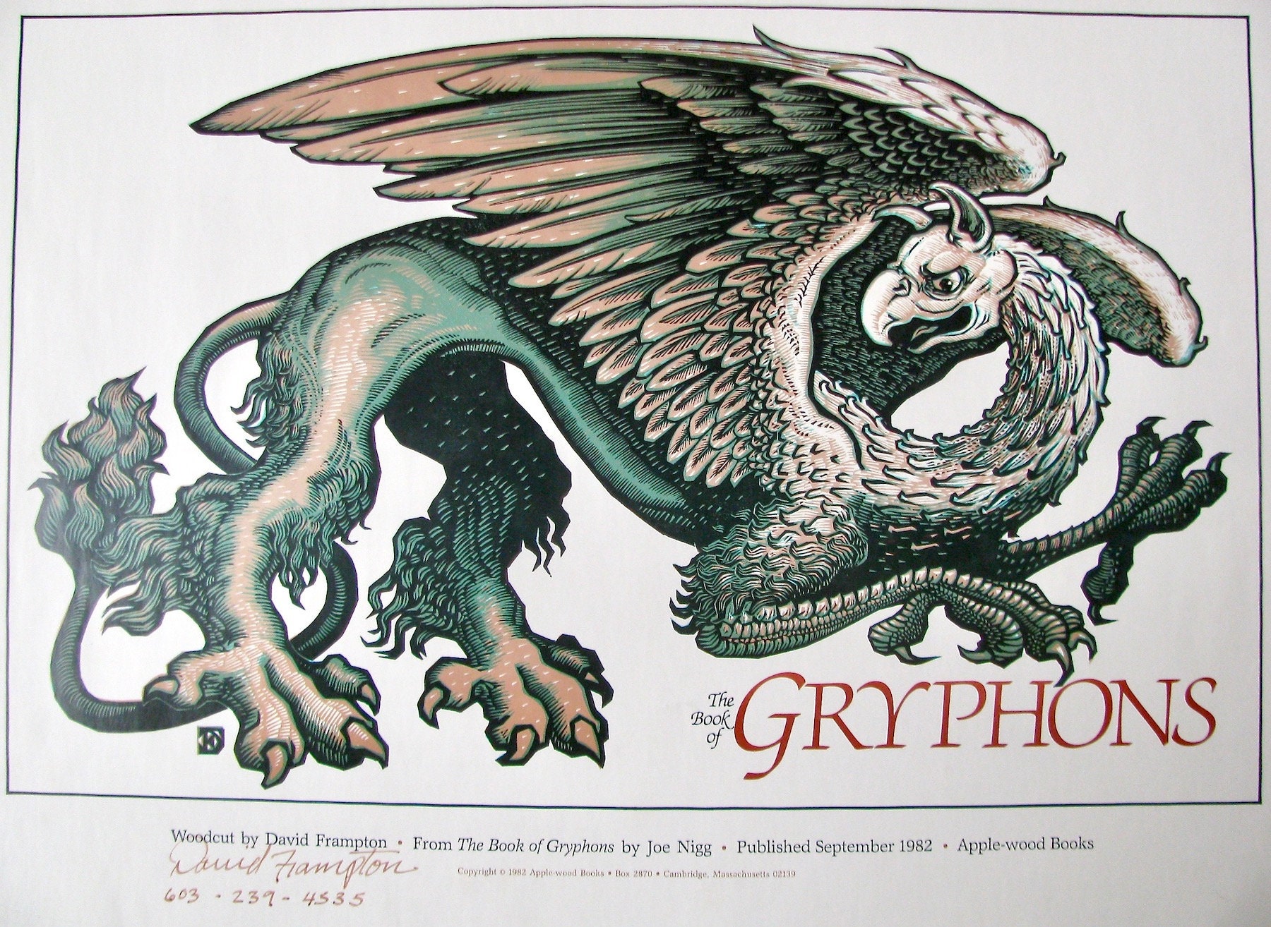 Book of Gryphons, Autographed by Artist David Frampton, Illustrated ...