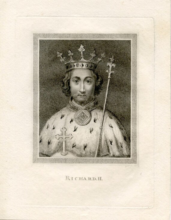 Richard II Historic Copperplate Portrait Engraving Superb | Etsy