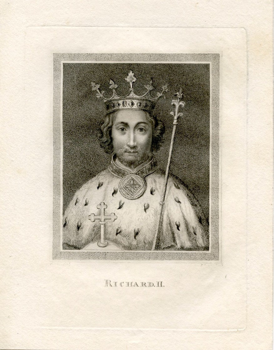 Richard II, Historic, Copperplate, Portrait Engraving, Superb Condition ...