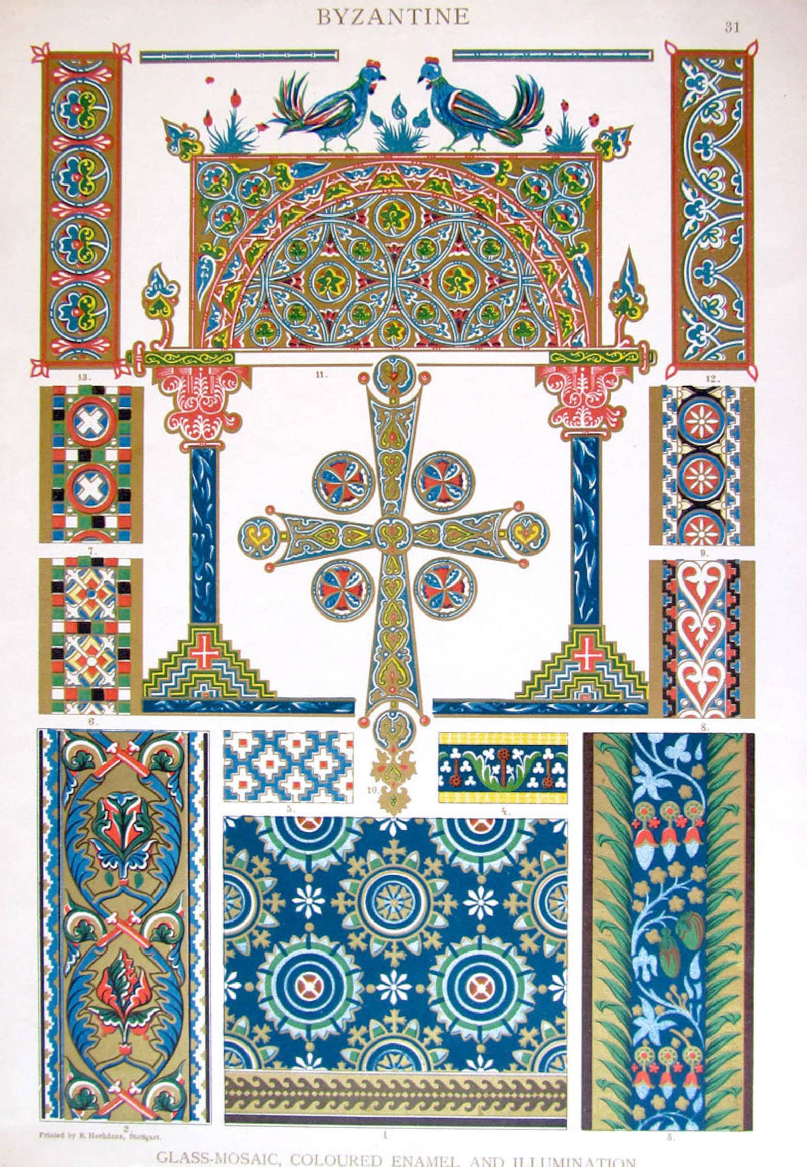 Byzantine Antique Chromolithograph Glass Mosaic Colored - Etsy