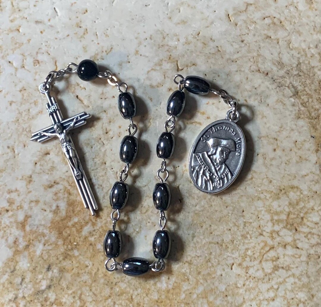 St. Thomas More Gray Hematite Rosary Tenner - Etsy