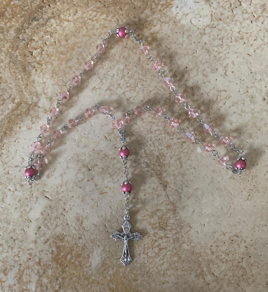 Anglican Rosary in Rose Pink Crystal - Etsy