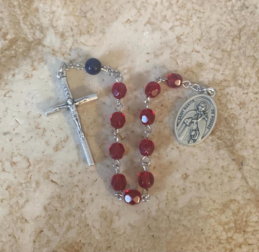 St. Martin De Porres Red Crystal Rosary Tenner - Etsy