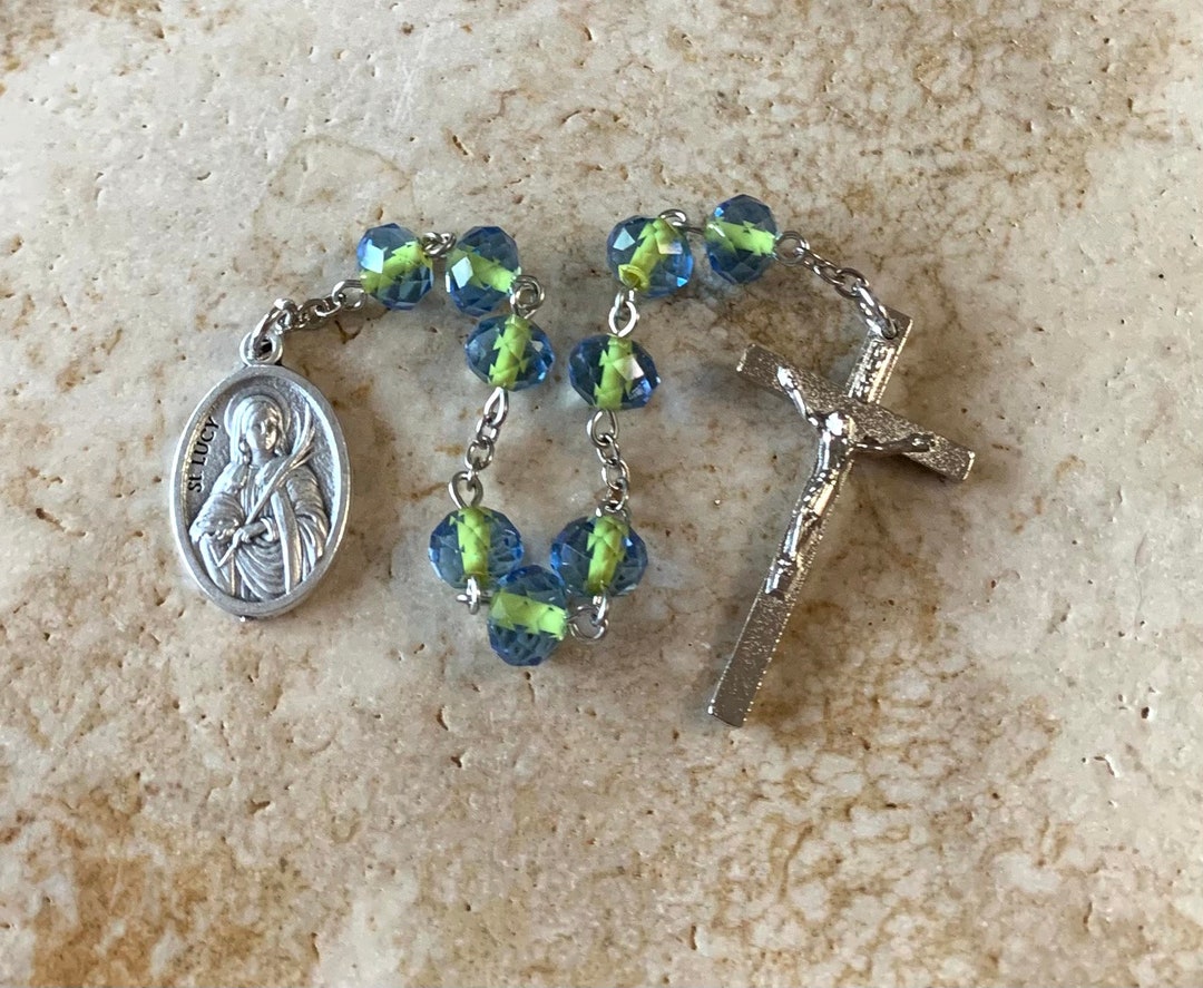 St. Lucy Blue and Yellow Rosary Chaplet - Etsy