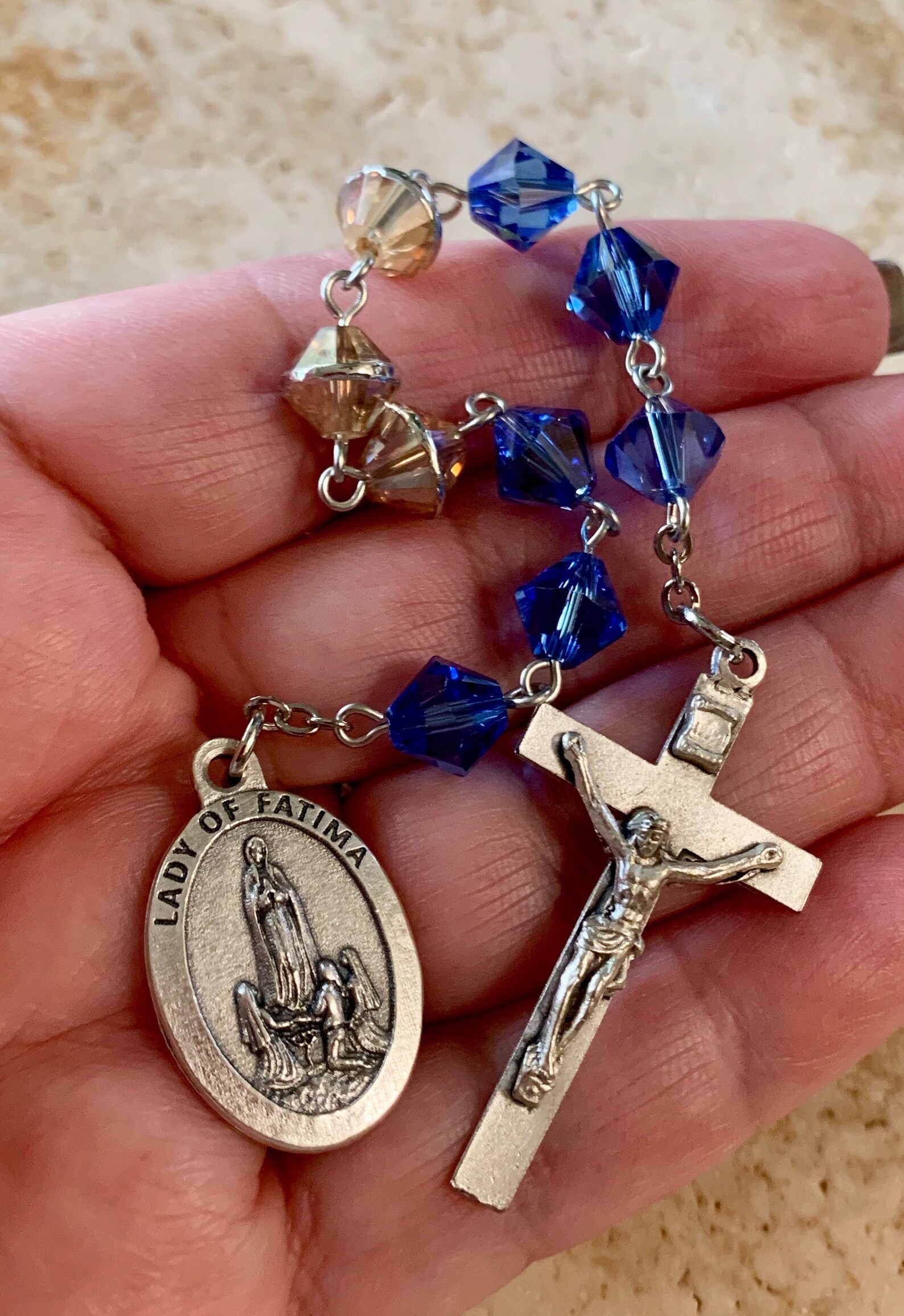 Our Lady of Fatima Blue Rosary Chaplet - Etsy