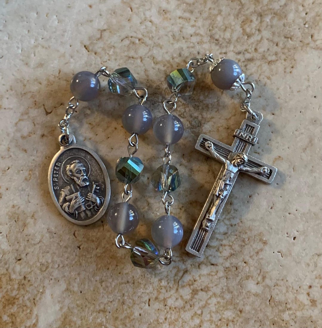 St. Peter Crystal and Stone Rosary - Etsy