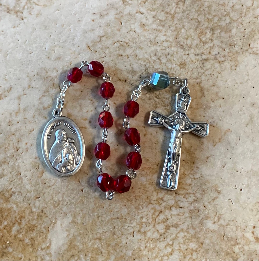 St. Juan Diego and Our Lady of Guadalupe Red Rosary Tenner - Etsy