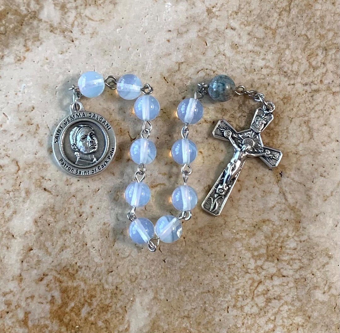 St. Gemma Galgani Moonstone Opal Glass Rosary Tenner - Etsy