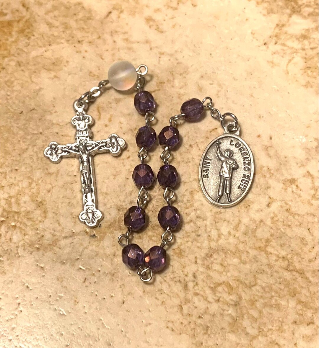 St. Lorenzo Ruiz Purple Crystal Rosary Tenner - Etsy