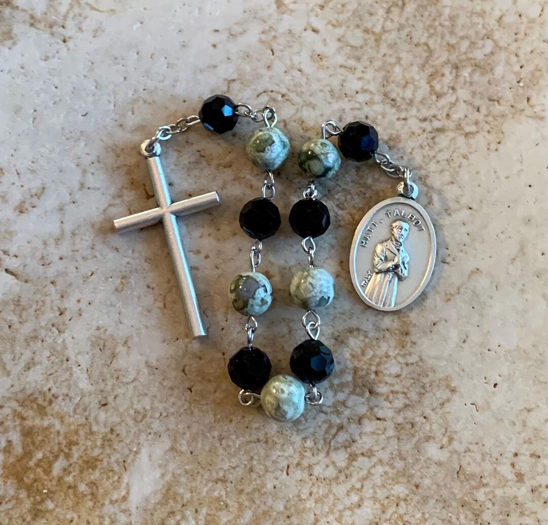 Venerable Matt Talbot Green Stone and Black Glass One-decade Rosary - Etsy