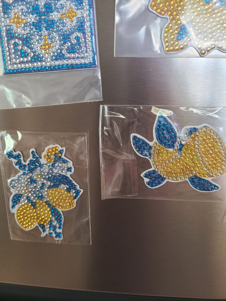 12 Lemon and Blue Magnet Set - Etsy