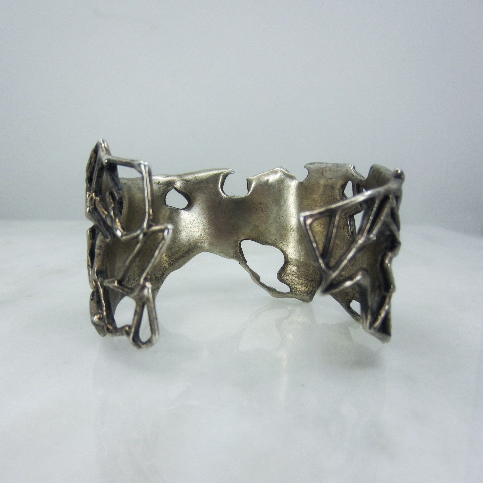 Vintage Bracelet, Modernist Geometric Textured Cuff Sterling C. 1970 ...
